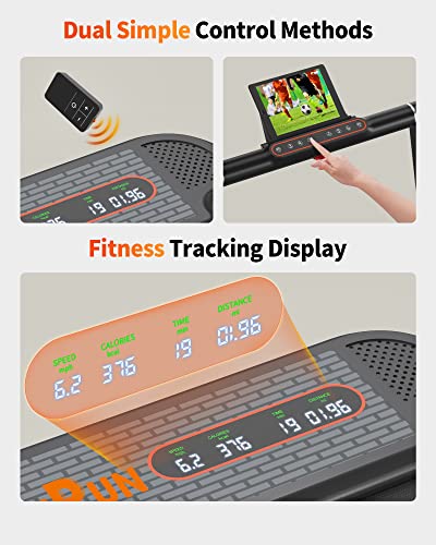 THERUN 2.5HP Treadmill, 2 in 1 Under Desk Walking Pad Treadmill, Electric Compact Space Folding Treadmill for Home Office with LED Touch Screen 0.6-7.6MPH Wider Running Belt, No Assembly Needed