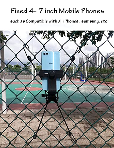 Phone and Action Camera Chain Link Fence Mount with Clip Holder Compatible with iPhone Samsung GoPro DJI OSMO AKASO,Suitable for Recording Baseball Softball and Tennis Games