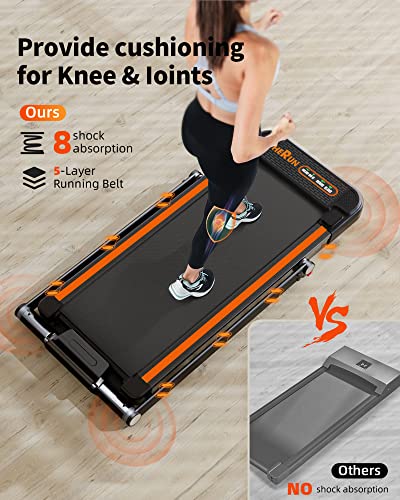 THERUN 2.5HP Treadmill, 2 in 1 Under Desk Walking Pad Treadmill, Electric Compact Space Folding Treadmill for Home Office with LED Touch Screen 0.6-7.6MPH Wider Running Belt, No Assembly Needed