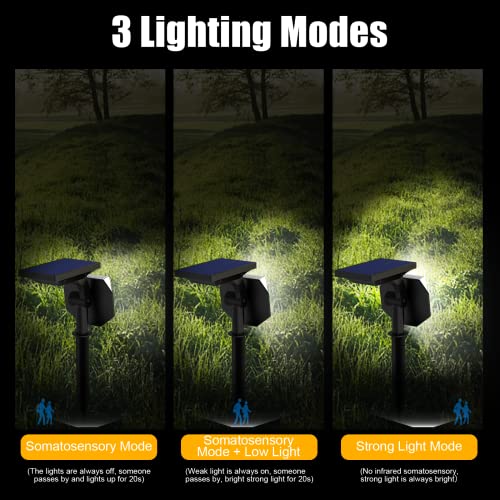 JiocoVino Solar Spot Lights Outdoor IP65, Smart Sensor & 3 Lighting Modes - 88LED Solar Spot Lights Outdoor Apply to Wall Lights for Garden Pathway, Solar Powered Landscape Lights, 2 Pack (Cool White)