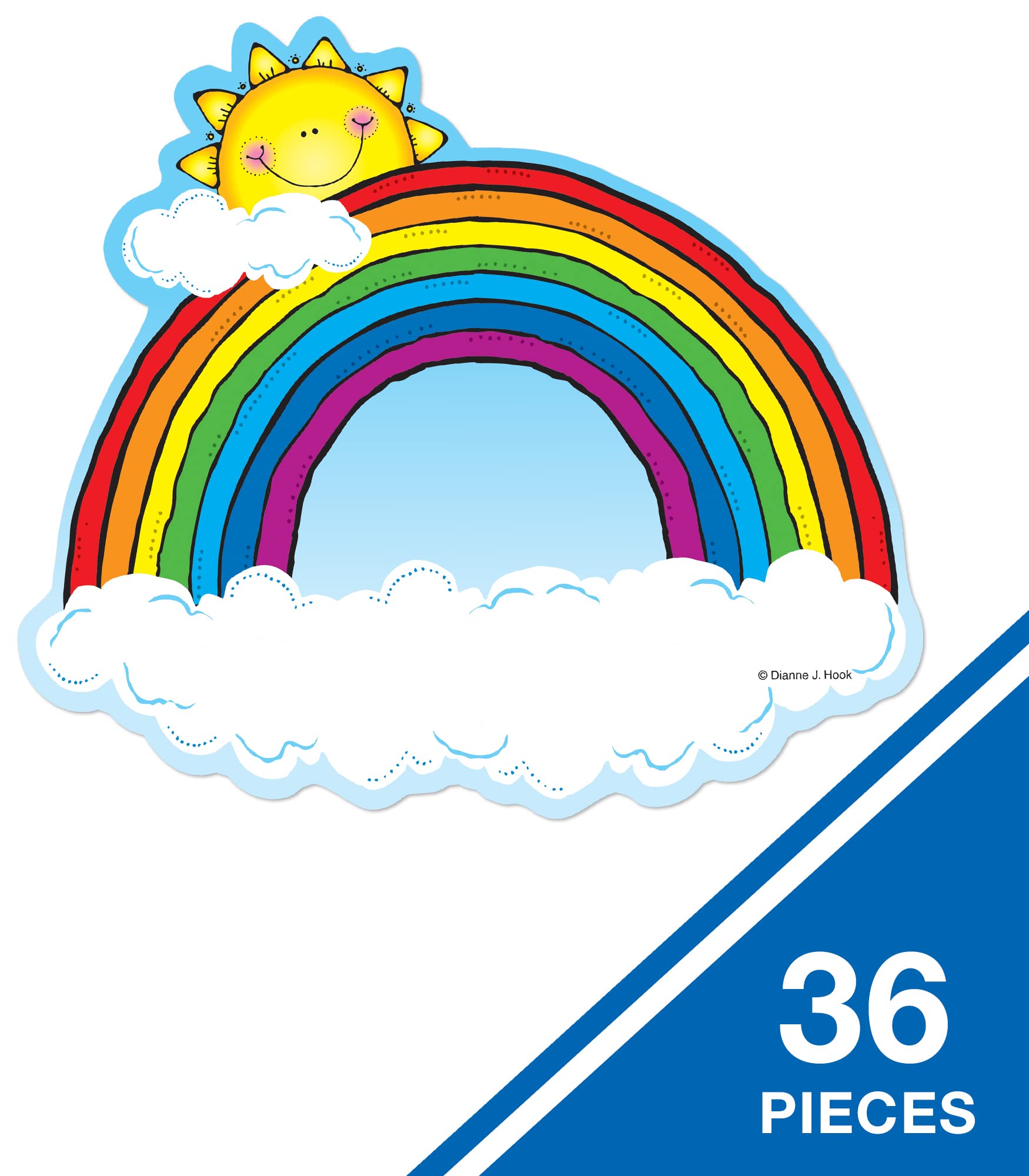 Carson Dellosa Rainbow Cutouts, 36 Sunny Rainbow Cutouts for Bulletin Board, Spring Décor & Classroom Décor, St Patricks Day Classroom Cut-outs, Cutouts for Classroom Spring Bulletin Board Decorations