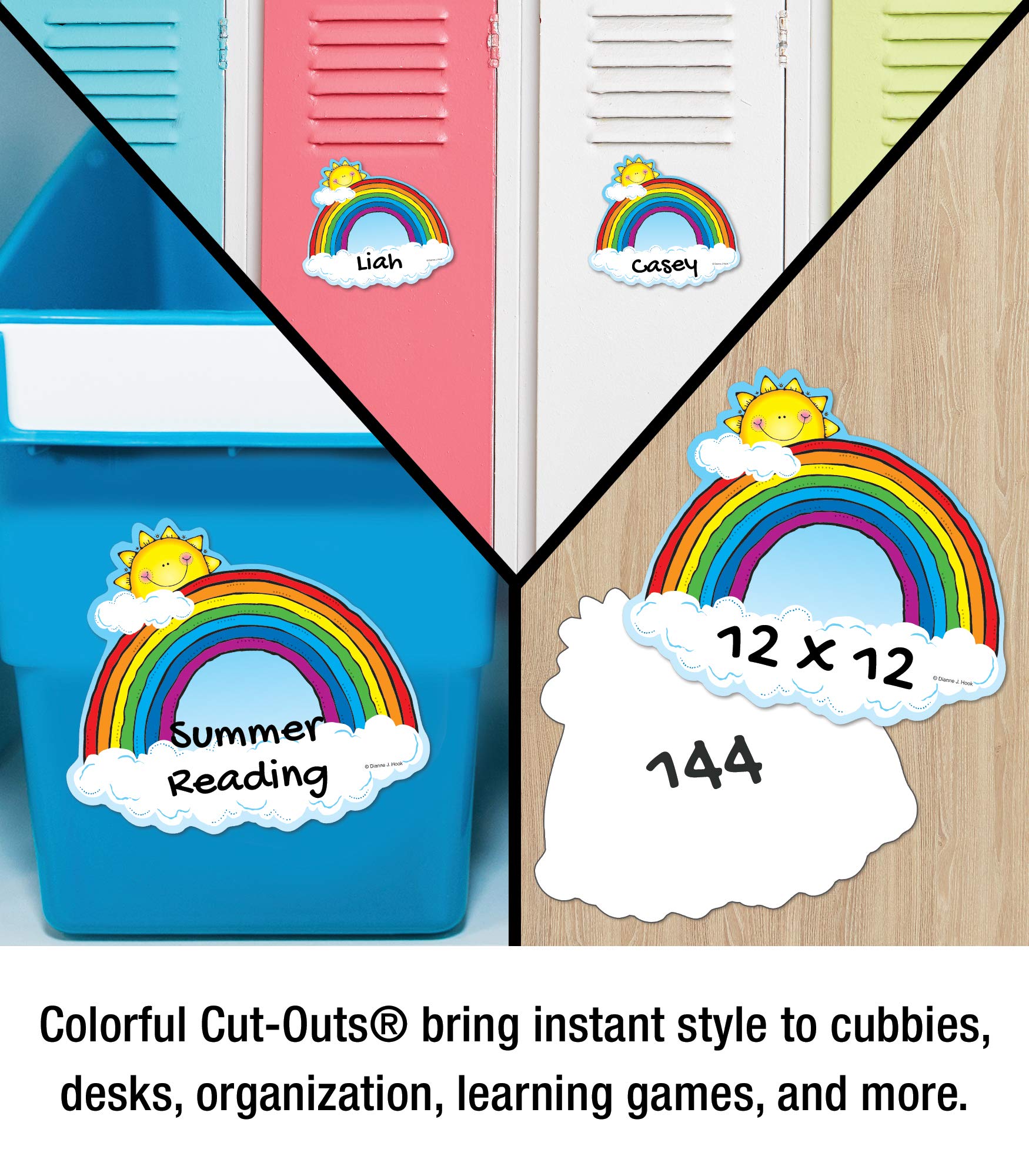 Carson Dellosa Rainbow Cutouts, 36 Sunny Rainbow Cutouts for Bulletin Board, Spring Décor & Classroom Décor, St Patricks Day Classroom Cut-outs, Cutouts for Classroom Spring Bulletin Board Decorations