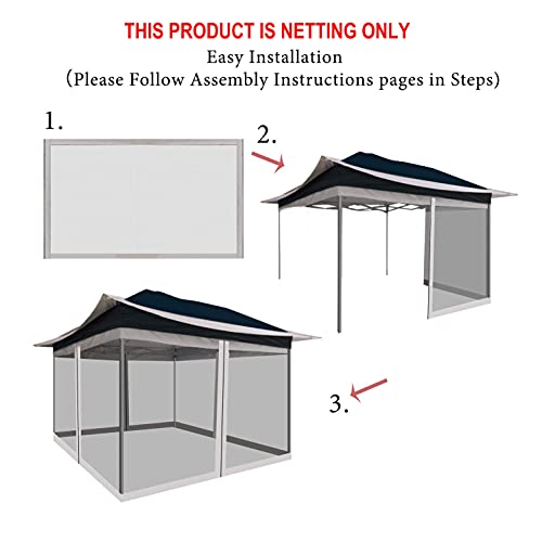 Curtain Style Canopy Screen Netting Walls Only with 4 Side Zipper for Universal 10x10 Pop Up Canopy Tent or Gazebo (Fit Our 12X12 Overhang style Outdoor Gazebo), Grey