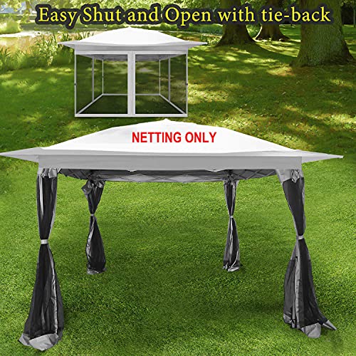 Curtain Style Canopy Screen Netting Walls Only with 4 Side Zipper for Universal 10x10 Pop Up Canopy Tent or Gazebo (Fit Our 12X12 Overhang style Outdoor Gazebo), Grey
