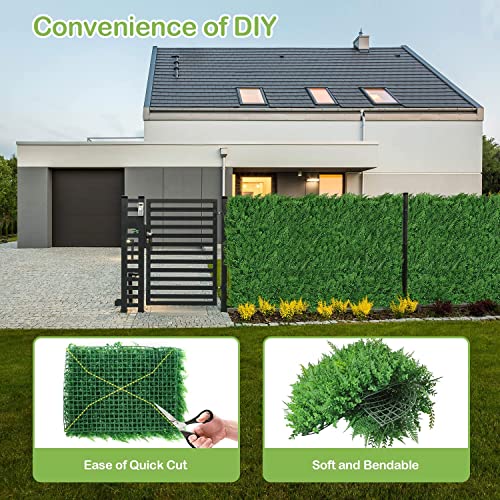 Baoz 12 PCS Artificial Grass Wall Panel 24"x16" Boxwood Hedges Wall Panels 32 Sq.ft Faux Greenery Plant Wall Backdrop Garden Greenery Privacy Fence Screen for Outdoor Indoor Backyard Wedding Decor
