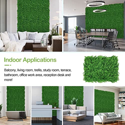 Baoz 12 PCS Artificial Grass Wall Panel 24"x16" Boxwood Hedges Wall Panels 32 Sq.ft Faux Greenery Plant Wall Backdrop Garden Greenery Privacy Fence Screen for Outdoor Indoor Backyard Wedding Decor