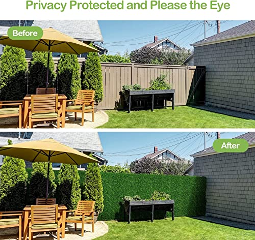 Baoz 12 PCS Artificial Grass Wall Panel 24"x16" Boxwood Hedges Wall Panels 32 Sq.ft Faux Greenery Plant Wall Backdrop Garden Greenery Privacy Fence Screen for Outdoor Indoor Backyard Wedding Decor