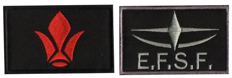 2pcs M-obile Suit G-undam Iron-Blooded Orphans & Earth Federation Space Force E.F.S. Embroidery Patch Military Tactical Morale DIY Emblem Tool Gear Applique with Hook Embroidered Patch