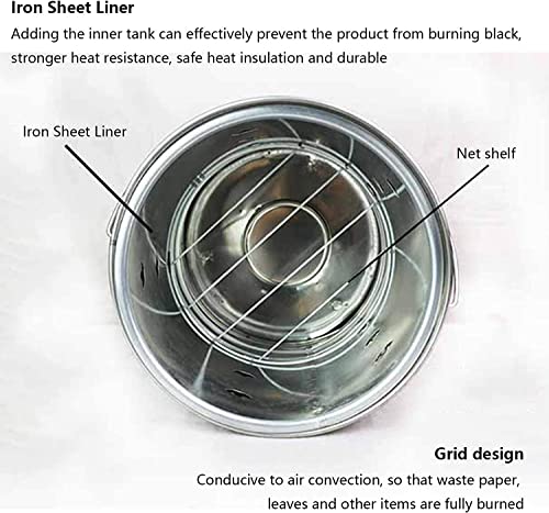 LUCKSHINE Garden incinerator, Stainless Steel Burning Barrel, Steel Fireproof cage, with Inner Tank, can Burn Garbage, Paper, Leaves (Color : Gold, Size : 31cmx34cm)