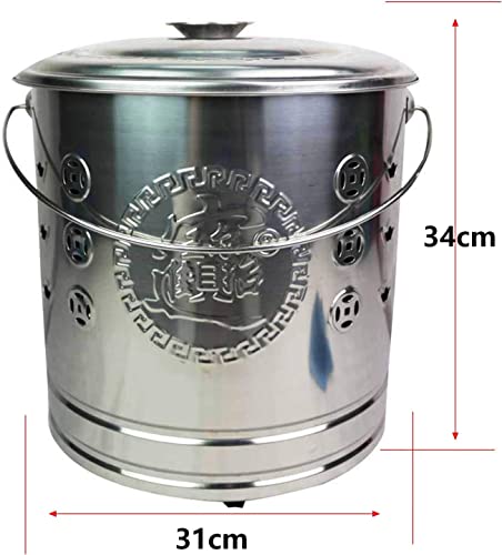 LUCKSHINE Garden incinerator, Stainless Steel Burning Barrel, Steel Fireproof cage, with Inner Tank, can Burn Garbage, Paper, Leaves (Color : Gold, Size : 31cmx34cm)