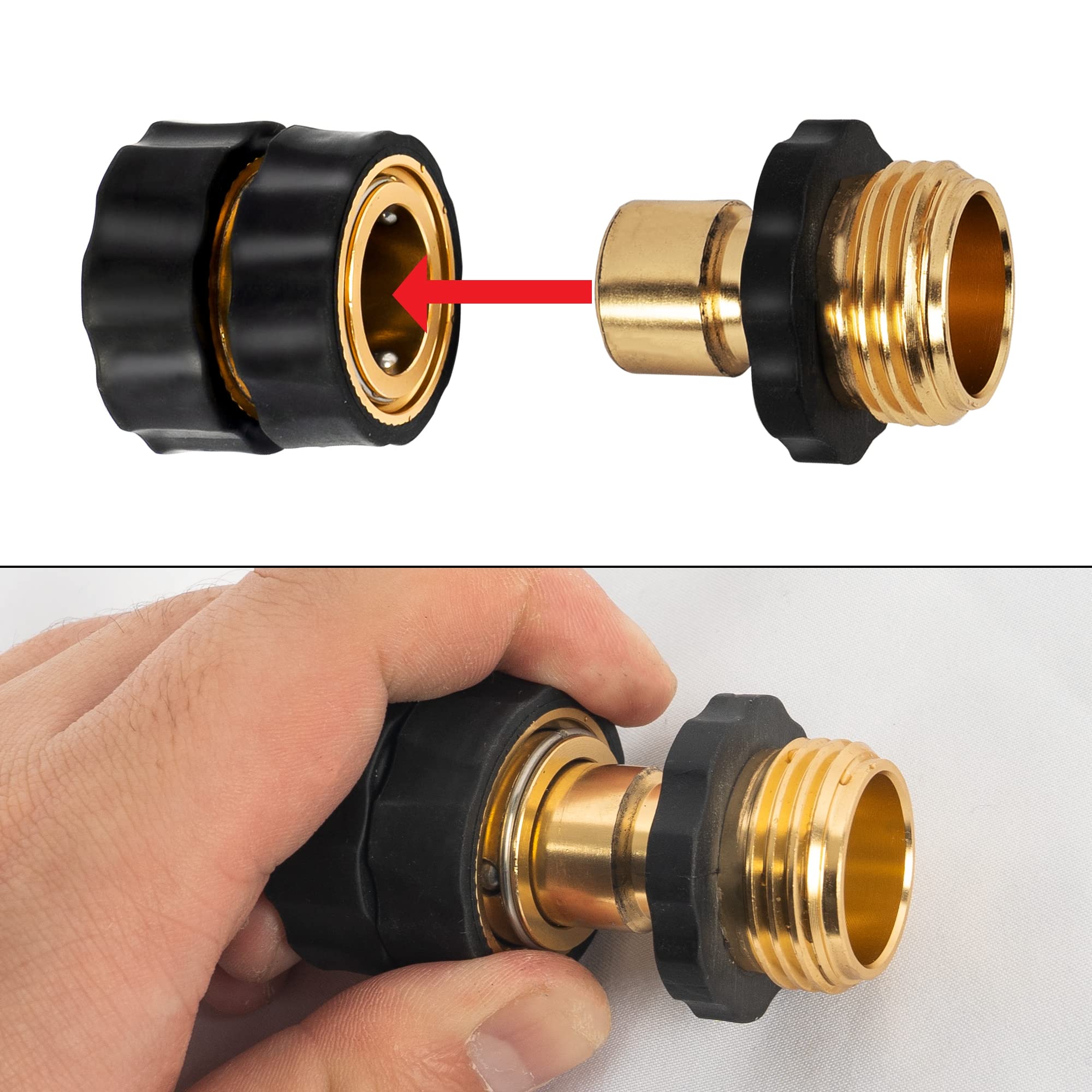 Uptotop 3/4 Inch Garden Hose Quick Connector, 4 Set Male and Female Quick Connect Garden Hose Fittings