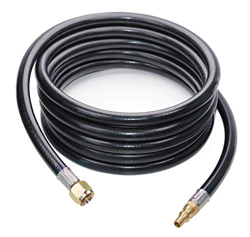 DOZYANT 12 FT RV Propane Quick Connect Hose for RV to Grill, BBQ Quick Release LP Gas Line for Camp Chef Stove, Pit Boss Burner - 3/8 Female Flare Fitting x 1/4 Full Flow Male Plug