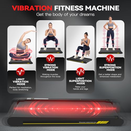 Walking Pad Treadmill with APP, 3 in 1 Under Desk Treadmill, 2.5HP Low Noise Walking Vibration Pad with Remote Control,Portable Treadmill for Home Office, Yellow