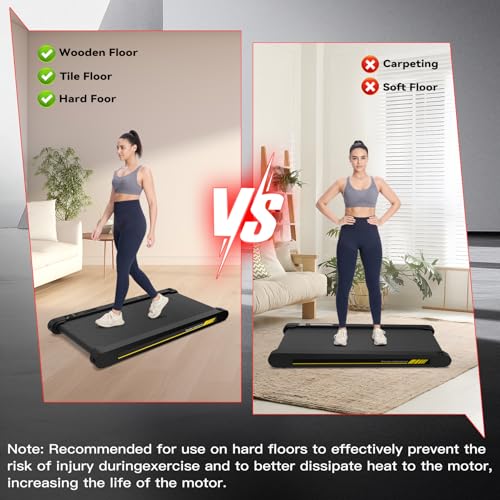 Walking Pad Treadmill with APP, 3 in 1 Under Desk Treadmill, 2.5HP Low Noise Walking Vibration Pad with Remote Control,Portable Treadmill for Home Office, Yellow