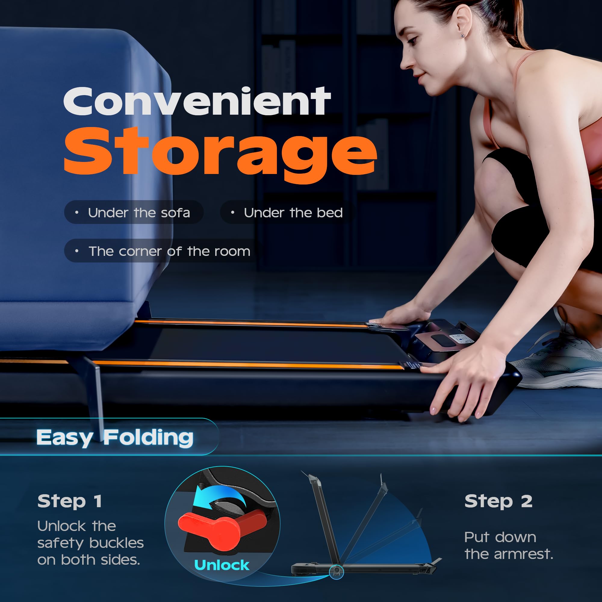 AIRHOT Walking Pad with Incline, Under Desk Treadmill for Home Office, 4 in 1 Portable Folding Treadmills, 2.5HP Low-Noise Treadmill LED Display for Walking Jogging Running