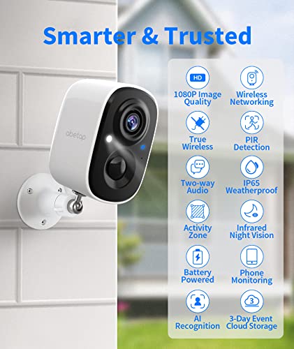 Outdoor Security Camera, Wireless Outdoor Camera with Color Night Vision, AI & PIR Motion Detection, Battery Powered Security Camera Wireless Outdoor, 1080P HD Security Camera, 2-Way Audio, SD/Cloud