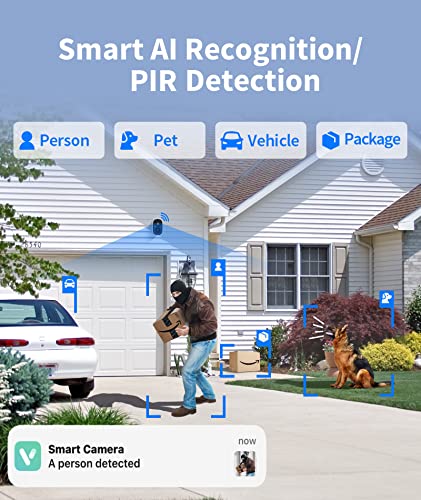 Outdoor Security Camera, Wireless Outdoor Camera with Color Night Vision, AI & PIR Motion Detection, Battery Powered Security Camera Wireless Outdoor, 1080P HD Security Camera, 2-Way Audio, SD/Cloud