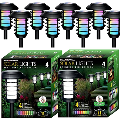 Bell+Howell Solar Pathway Lights Color Changing LED Solar Lights Outdoor, IP67 Waterproof Solar Path Lights, Solar Powered Garden Lights for Walkway, Yard, Backyard, Lawn or Landscape - 8 Packs