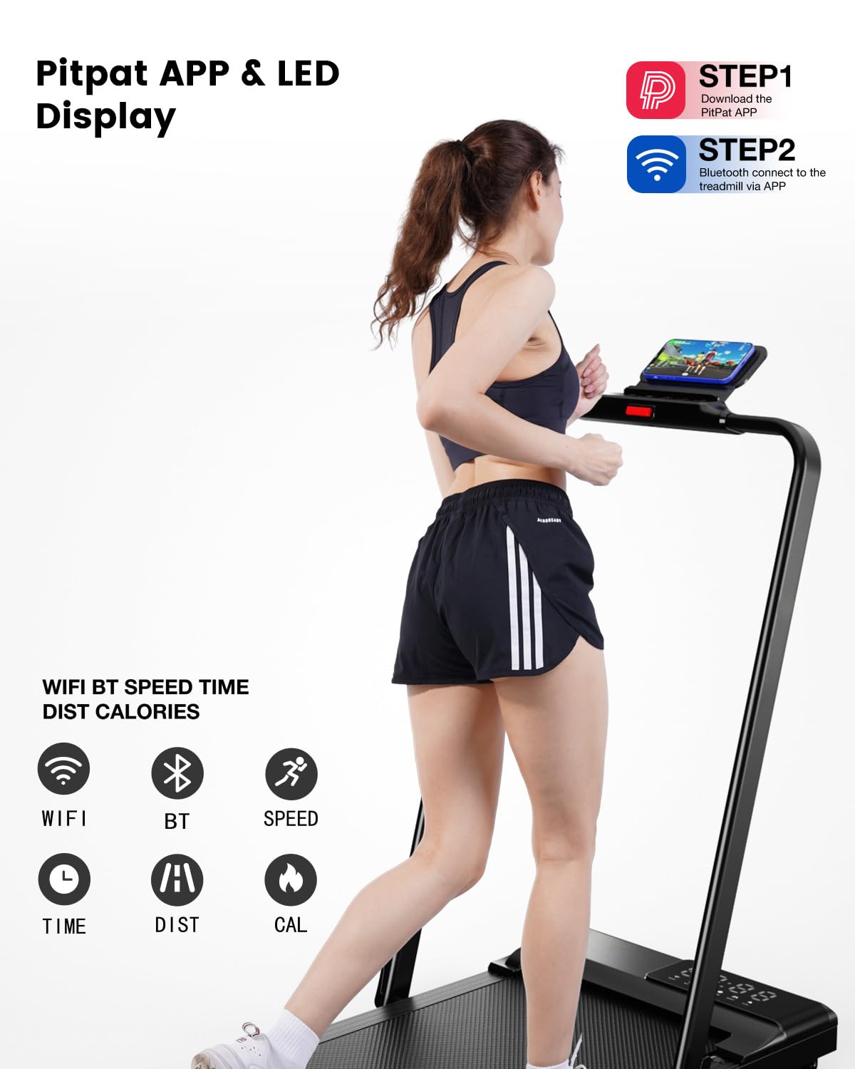 3 in 1 Walking Pad Treadmills - Folding Treadmill 300lbs Capacity Under Desk Treadmill 3.0HP Foldable Treadmill for Home Office with Remote Control & Smart APP Space Saving