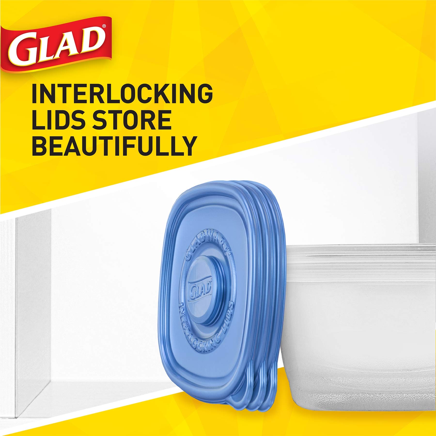 Glad Medium Square Food Storage Containers for Everyday Use | Medium Square Food Storage Containers Hold up to 25 Ounces of Food (25 Oz) |5 Count, Standard Food Containers