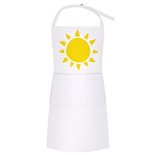 Adjustable Bib Apron with 2 Pockets Garden Sun Chef Kitchen Cooking Aprons for Women Men Restaurant BBQ Painting