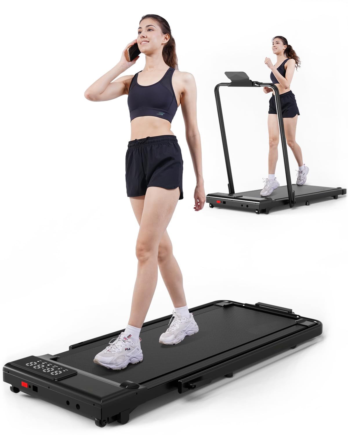 3 in 1 Walking Pad Treadmills - Folding Treadmill 300lbs Capacity Under Desk Treadmill 3.0HP Foldable Treadmill for Home Office with Remote Control & Smart APP Space Saving
