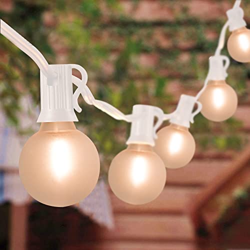 Outdoor LED String Lights, 50Ft G40 Outdoor Patio Lights with 52 Frosted White LED Globe Bulbs, Hanging Backyard Lights Waterproof for Indoor Outside Garden Bistro Pergola Tents Decorations, White