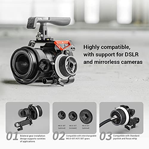 SmallRig Mini Follow Focus with A/B Stops & 15mm Rod Clamp and Snap-on Gear Ring Belt for DLSRs and Mirrorless Cameras, Fits Different Diameter Lenses Up to 114mm - 3010