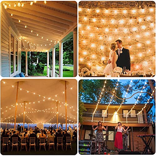 Outdoor LED String Lights, 50Ft G40 Outdoor Patio Lights with 52 Frosted White LED Globe Bulbs, Hanging Backyard Lights Waterproof for Indoor Outside Garden Bistro Pergola Tents Decorations, White