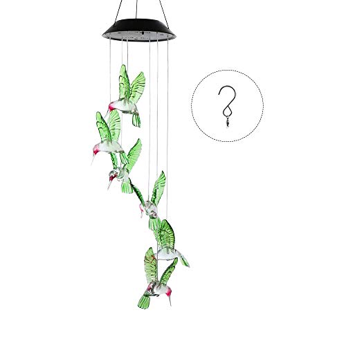 Outill Hummingbird Wind Chimes for Outside, Birthday Gifts for mom Grandma Wife Daughter Sister Aunt, LED Solar Color Changing WindChimes, for Mom Mother, Garden Decor