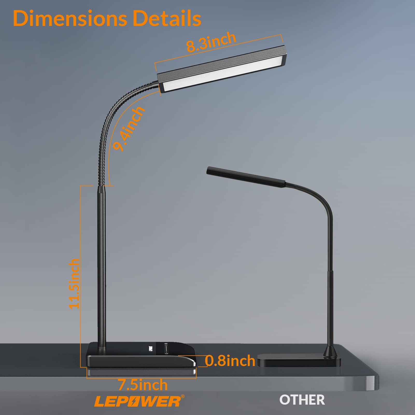 LEPOWER Desk Lamp, 800LM LED Desk Lamp for Home Office, 12W Reading Lamp for Desk, Eye-Caring Desk Light, Touch Table Lamp, Gooseneck Lamp, 50 Lighting Modes, Bright Desk Lamps for Bedroom, Study Room