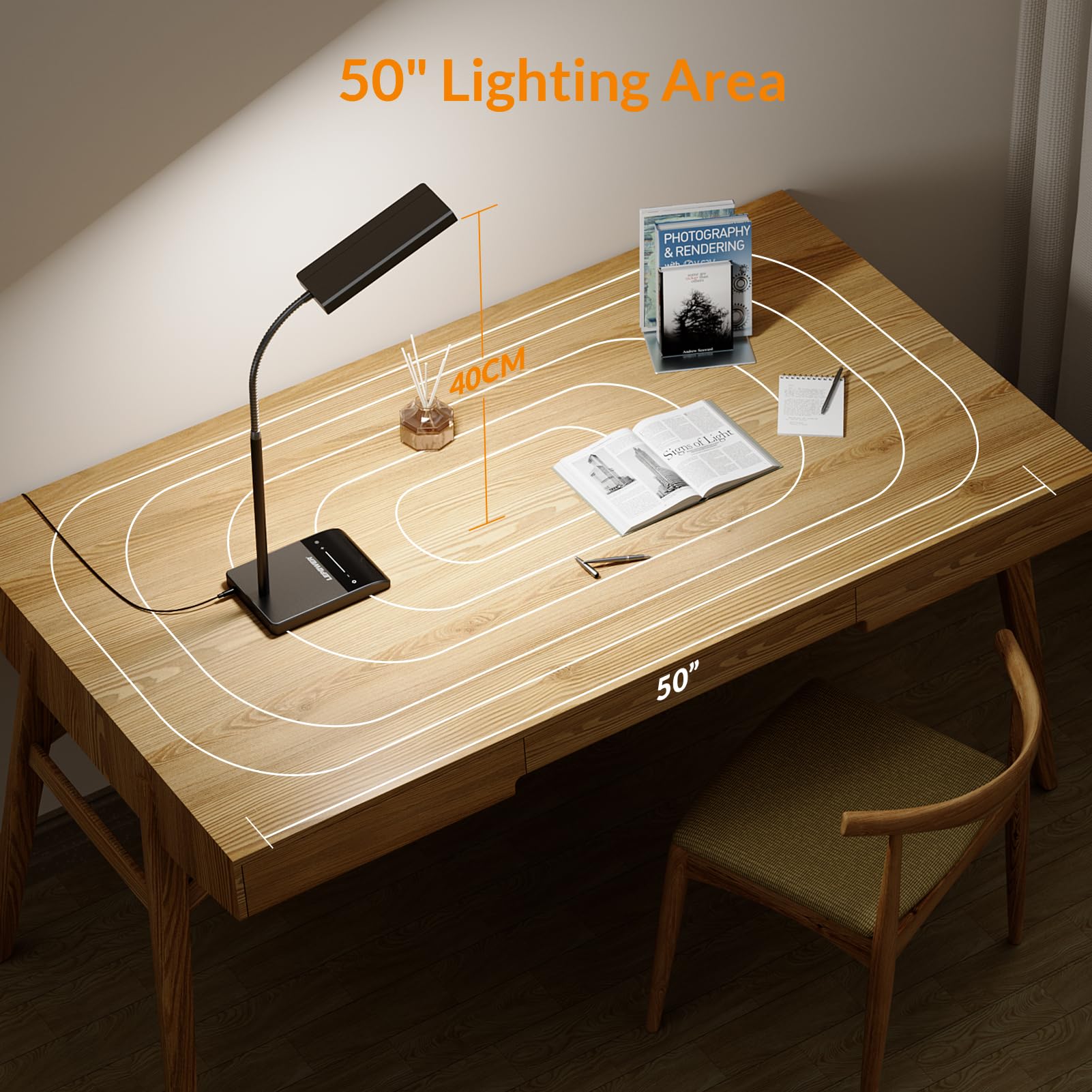 LEPOWER Desk Lamp, 800LM LED Desk Lamp for Home Office, 12W Reading Lamp for Desk, Eye-Caring Desk Light, Touch Table Lamp, Gooseneck Lamp, 50 Lighting Modes, Bright Desk Lamps for Bedroom, Study Room