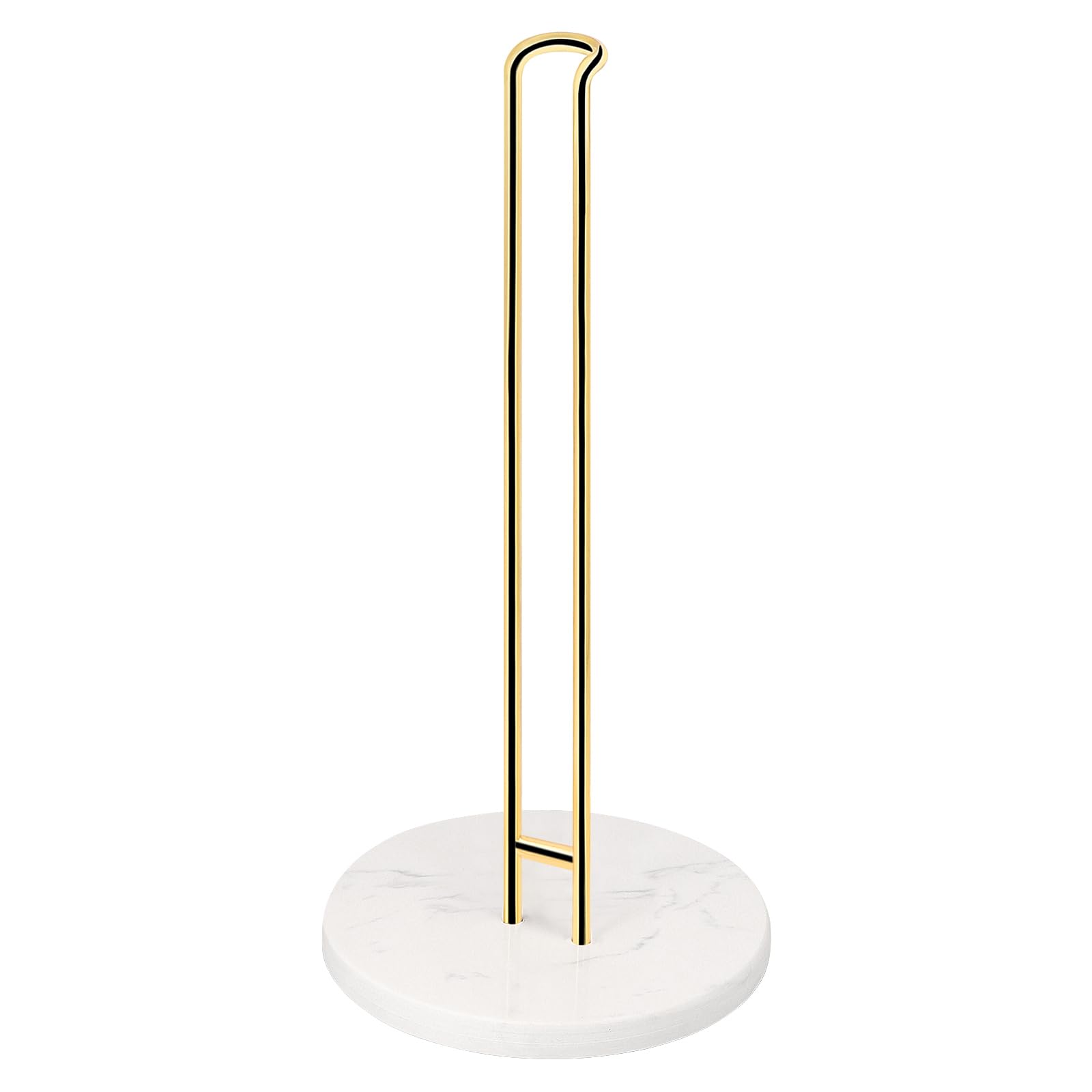 NearMoon Paper Towel Holder Countertop, Sturdy Kitchen Paper Towel Stand Dispenser-All Metal, Standard or Jumbo-Sized for Kitchen Countertop,Farmhouse, Living Room (Marble Base, Gold)