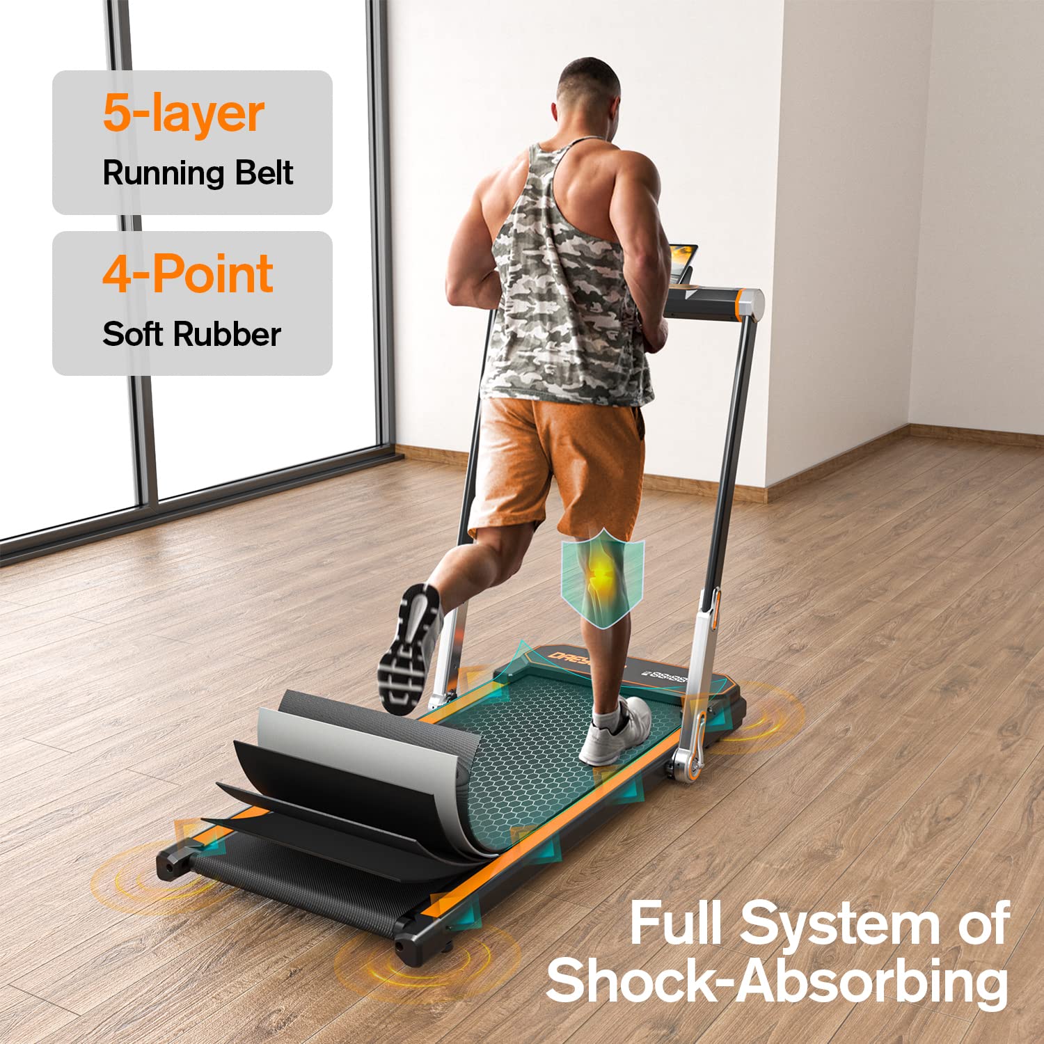 Walking Pad 2 in 1 Under Desk Treadmill 2.5HP Folding Electric Treadmill Walking Jogging Machine for Home Office with Remote Control