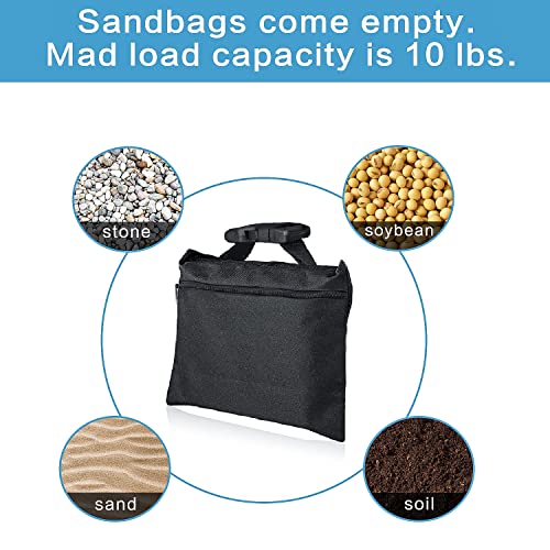 2 Packs Sandbags, Heavy Duty Sand Bags, Sand Bags Heavy Duty with Zipper and Buckle Straps for Support Light Stand