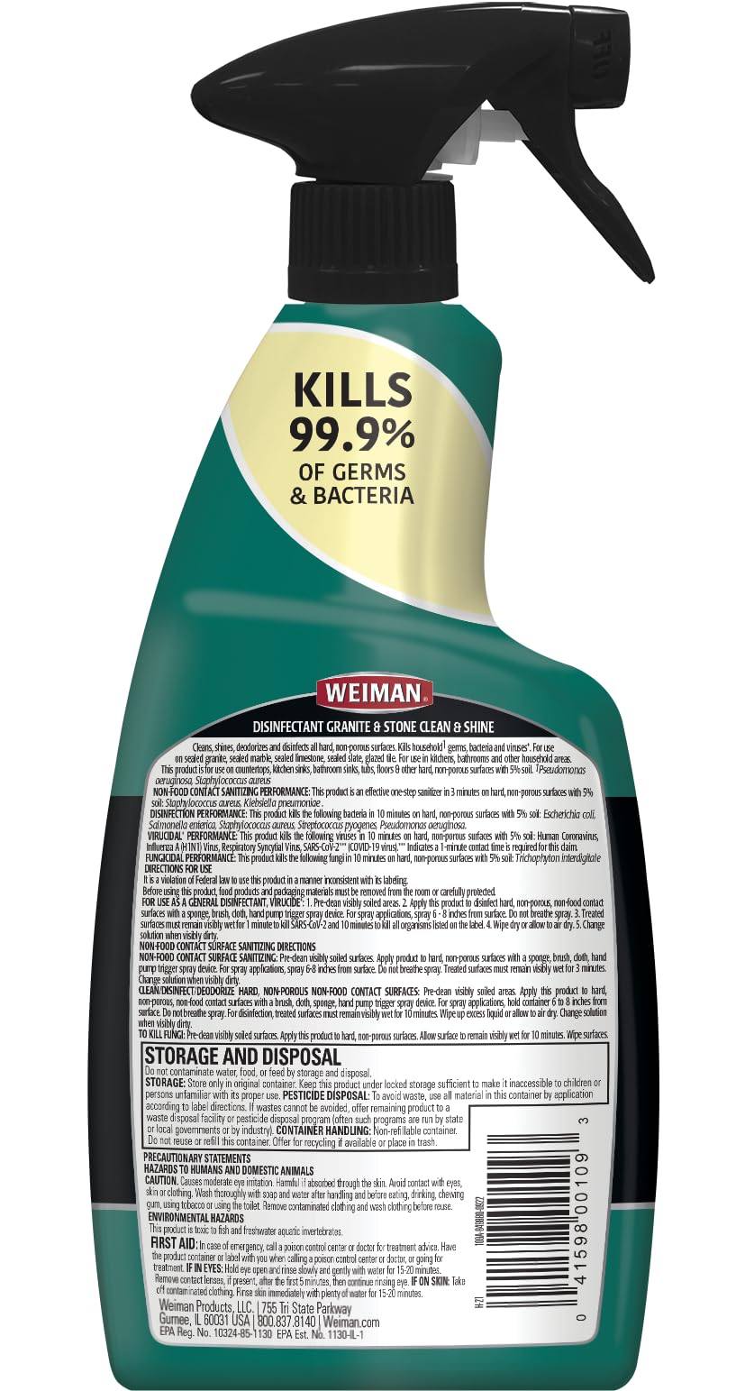 Weiman Disinfectant Granite Daily Clean & Shine, 24 Fl Oz (Pack of 1)