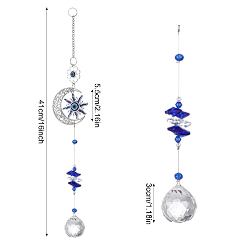 XINRUI Crystal Sun Catcher, Hanging Ornament Crystals Balls Prism Rainbow Maker for Home, Office, Garden Decoration, Window Decorations Decor(Moon)