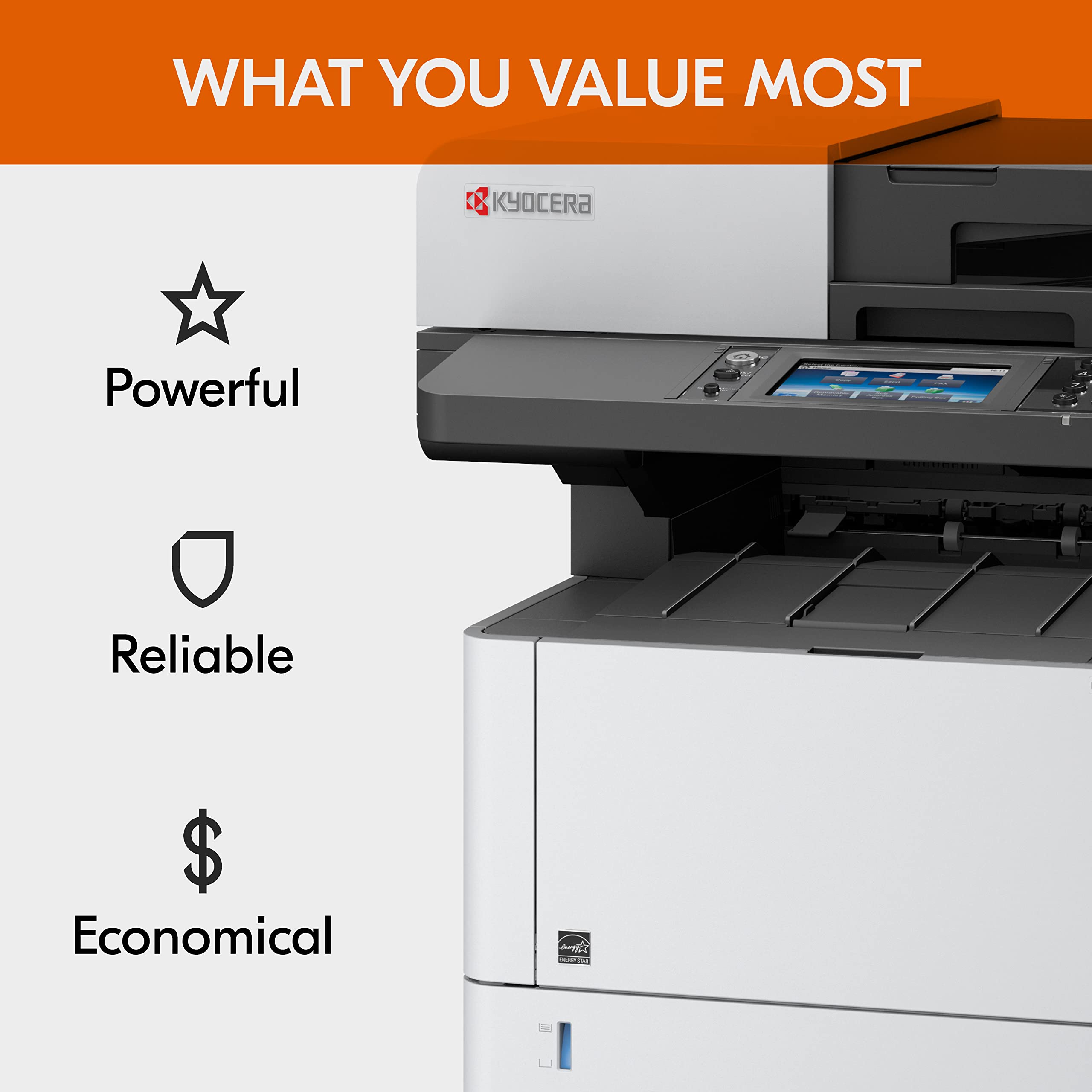 Kyocera 1102S52US0 Model M2640idw Monochrome Multifunctional Laser Printer (Print, Copy, Color Scan and Fax), 52 PPM B&W, Print Resolution 600 x 600 DPI Up To Fine 1200 DPI, Wireless (HyPAS capable)
