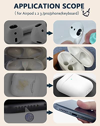 POHGELAN Cleaner Kit for AirPods,3 in 1 Multi-Function Airpod Cleaning Pen with Soft Brush and Cleaning Putty,for iPhone Lego Huawei Samsung MI Wireless Headphone,Laptop, Camera Cleaning Tool(White)