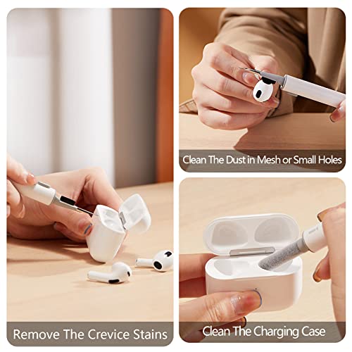 POHGELAN Cleaner Kit for AirPods,3 in 1 Multi-Function Airpod Cleaning Pen with Soft Brush and Cleaning Putty,for iPhone Lego Huawei Samsung MI Wireless Headphone,Laptop, Camera Cleaning Tool(White)