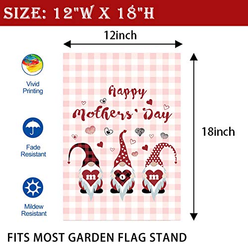 Spring Mothers Day Gnome Garden Flags for Outside 12x18 Double Sided Welcome Mom Vertical Garden Yard Flags Mother's Day Home Garden Decor Decorations