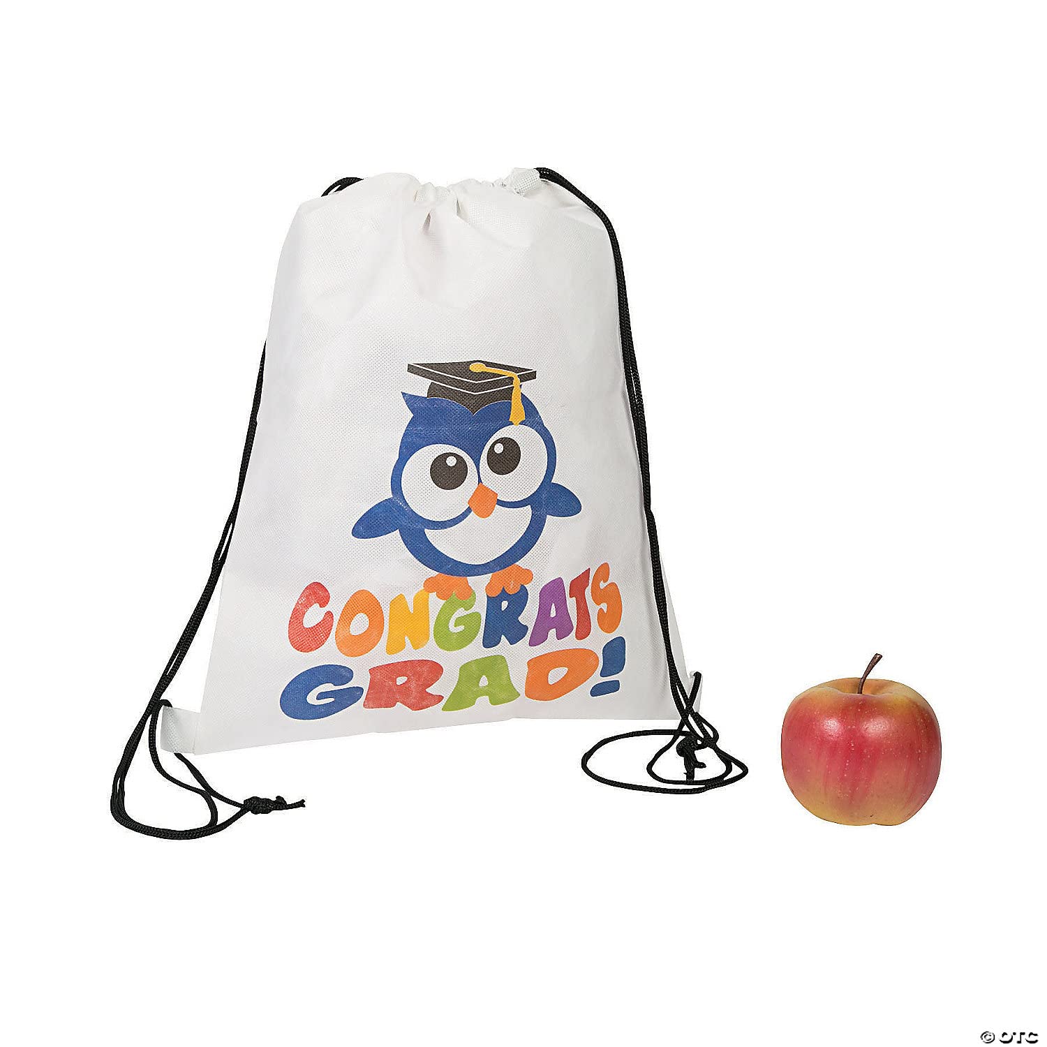 Fun Express Congrats Grad Drawstring Backpack for Graduation Party (Set of 12)
