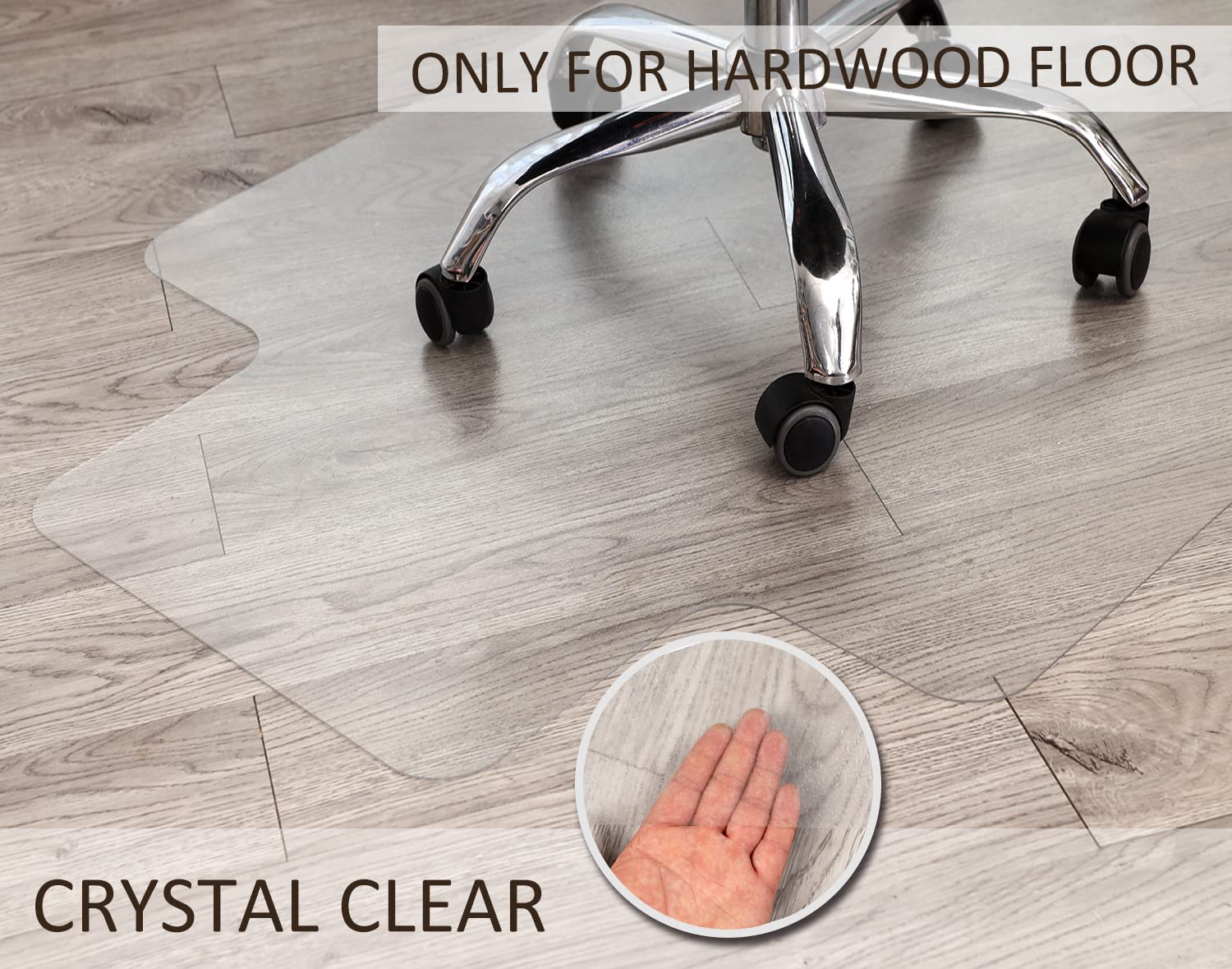 HOMEK Office Chair Mat for Hardwood Floor, 48” x 36” Clear Desk Chair Mat for Hard Floors, Easy Glide Floor Protector Mat for Chairs