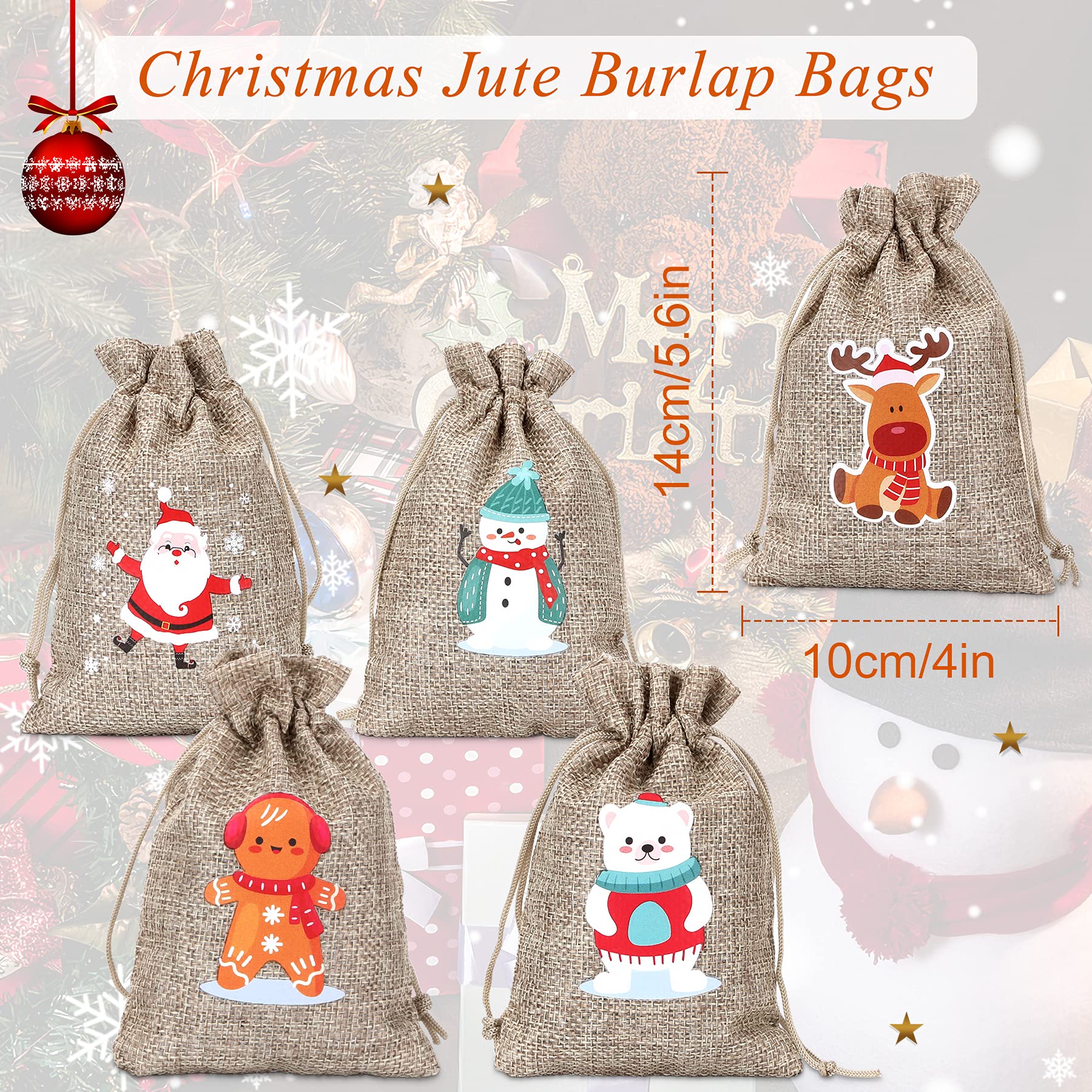 JUNEBRUSHS St Patricks Day Burlap Gift Bags, 42 Pack Saint Patricks Linen Burlap Bag with Drawstring St. Patrick's Day Goodie Candy Treat Bags for Kids Irish Party Favors Shamrock Clovers Small Gift Bags