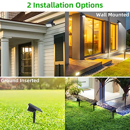 VERCIFO Solar Spot Lights Outdoor, 46LED Bright Solar Spotlight, IP65 Waterproof Solar Landscape Lights, Auto On/Off 3 Brightness Modes Solar Outdoor Lights for Garden Walkway 2 Pack Cold White
