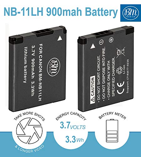 BM Premium 2 Pack of NB-11L, NB-11LH Batteries and Charger Kit for Canon PowerShot Elph 110, Elph 130, Elph 135 IS, Elph 140 IS, Elph 150 IS, Elph 160, Elph 170 IS, Elph 180, Elph 190 IS, Elph 320 HS, Elph 340 HS, Elph 350 HS, Elph 360 HS, A2300 IS, A2400