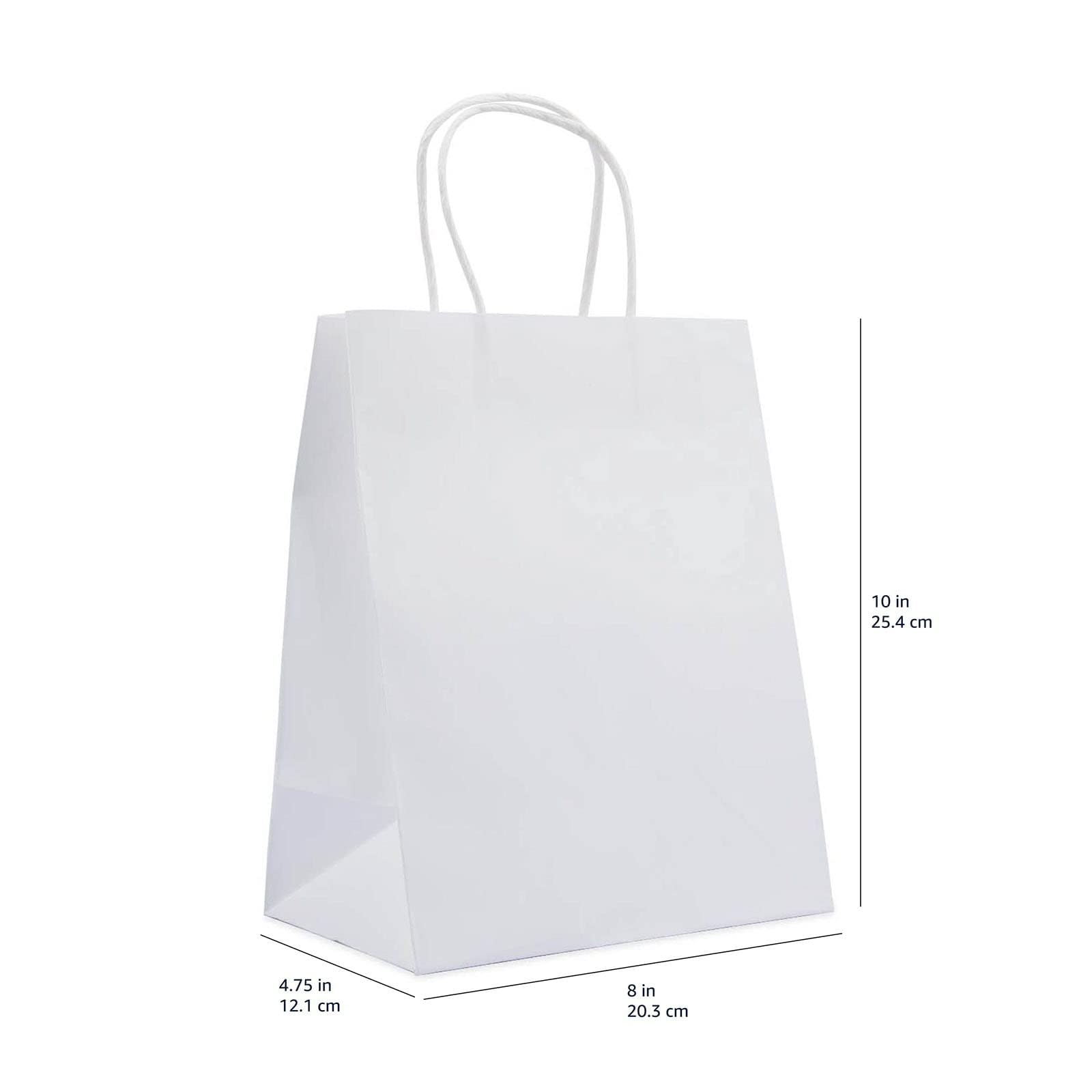 Amazon Basics Kraft Paper Bags (Small, Medium, Large) 25 Pcs Each (75 Total), White