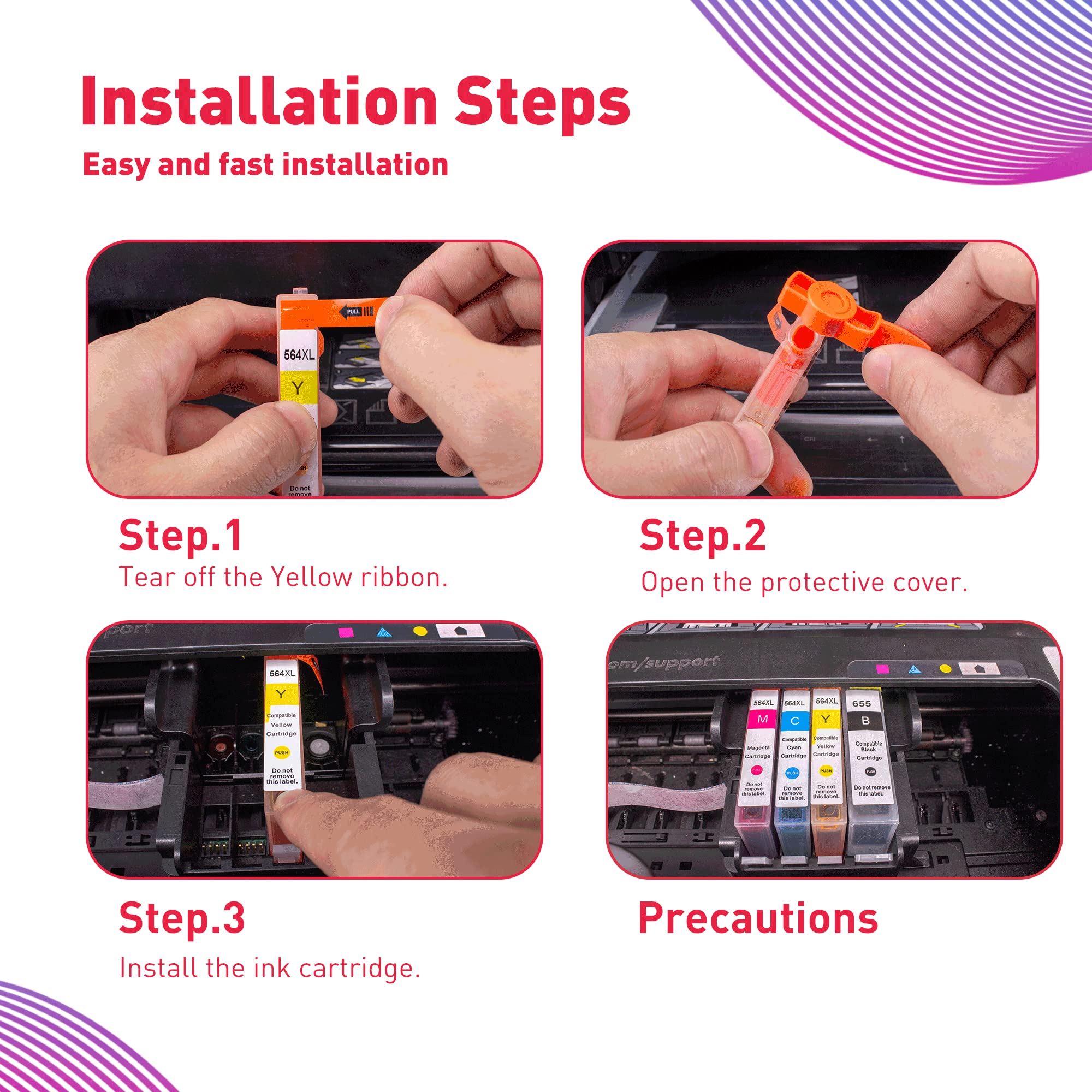 HOTCOLOR 5 Slot 564 Printhead for HP 564 printhead CN642A for HP 7520 printhead Replacement photosmart 7510 7525 printhead (1Pack)