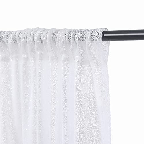 White Sequin Backdrops 2 Pack 2ftx8ft Photo Booth Backdrop Photography Glitter Background for Birthday Party Decorations
