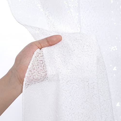 White Sequin Backdrops 2 Pack 2ftx8ft Photo Booth Backdrop Photography Glitter Background for Birthday Party Decorations